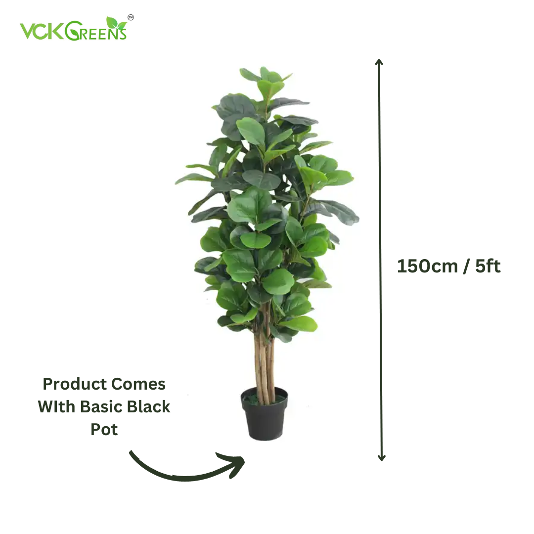 Artificial Fiddle Leaf Fig Tree With Black Pot 5 Feet – VCK Greens